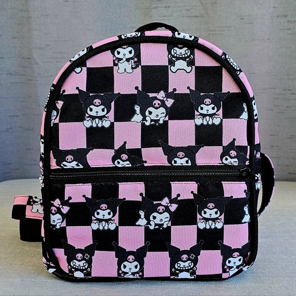 Bags | Kuromi Pink And Black Checkered Mini Backpack | Poshmark